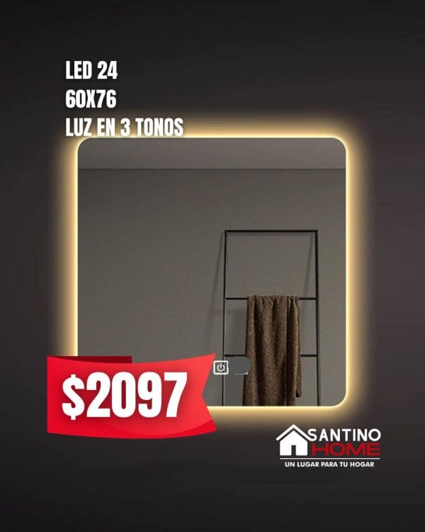 Espejo Modelo LED 24 – Rectangular con Luz LED – Santino Home